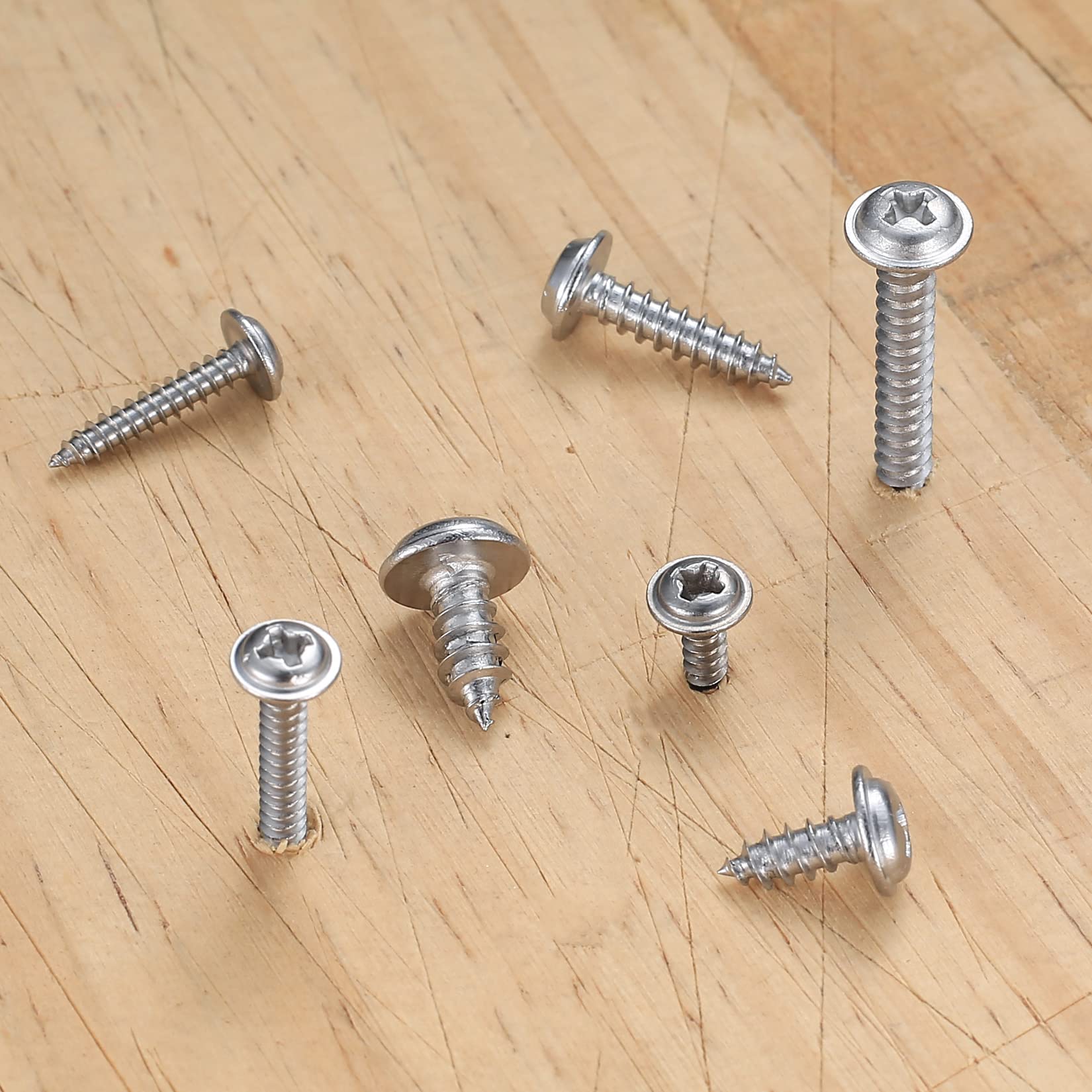 220 Pcs Truss Head Wood Screws, M3/M4 Phillips Head Pan Head Self Tapping Screws Assortment Kit, Stainless Steel Wood Screws Fully Coarse Threaded