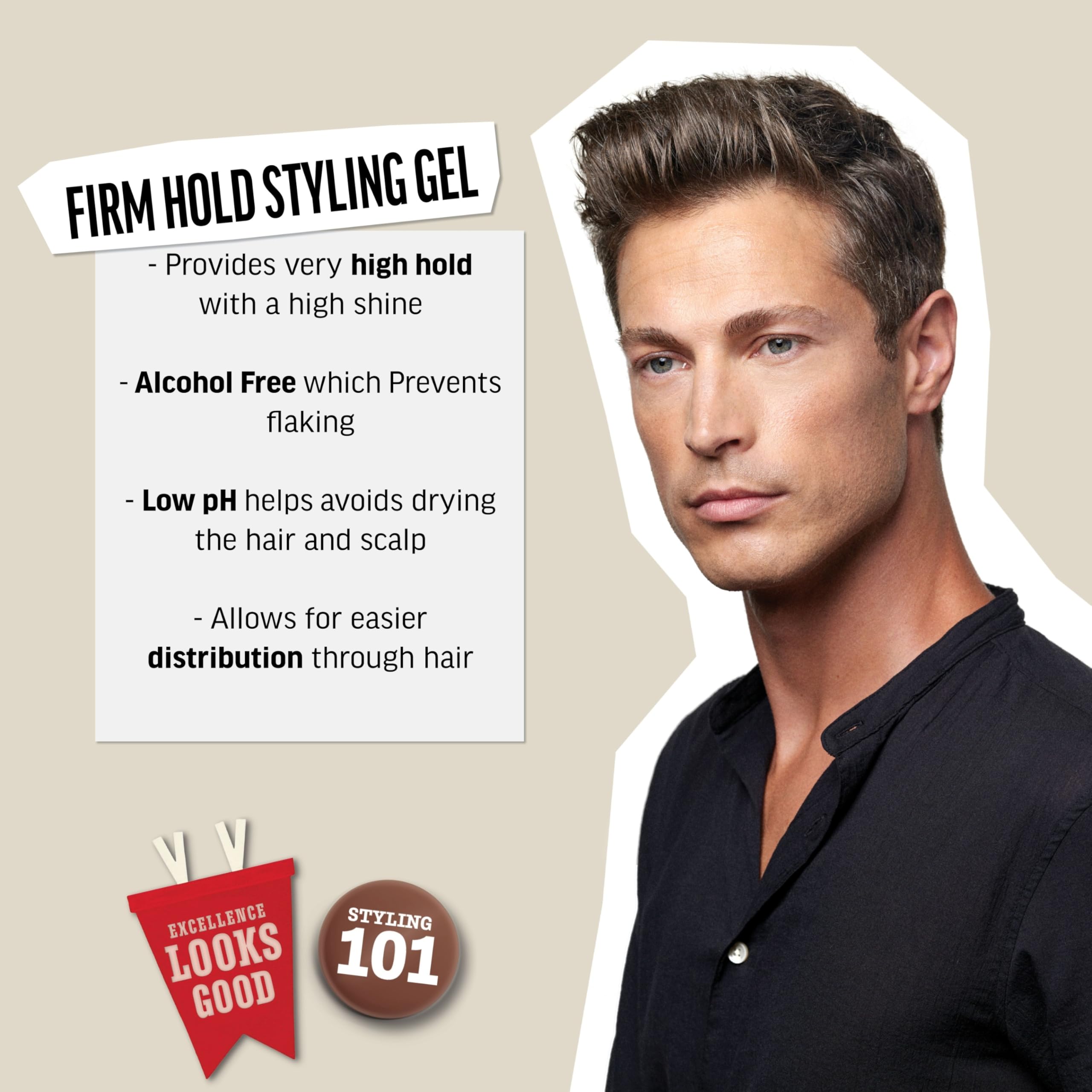 American Crew Men's Hair Gel, Firm Hold, Non-Flaking Styling Gel, 8.4 Fl Oz