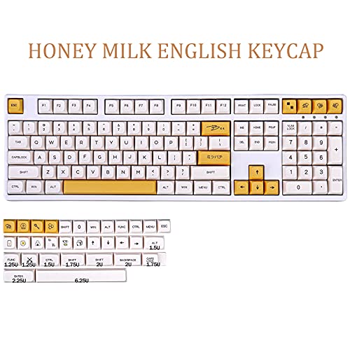 Sumgsn 140 Keys PBT Keycaps Dye-Sub XDA Profile Milk and Honey Theme for Mechanical Gaming Keyboard Cherry Gateron MX Switches (English)