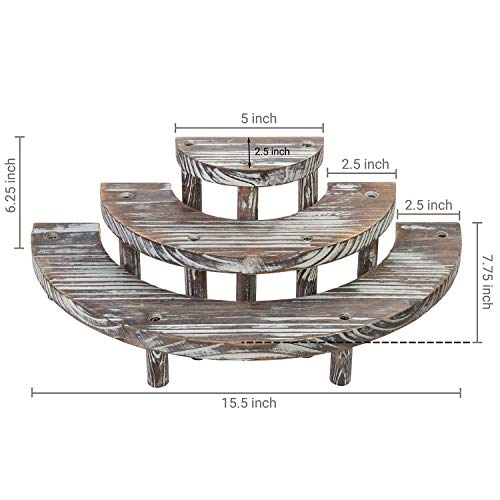 MyGift 3 Tier Rustic Torched Wood Semicircle Cupcake Stand Display Risers