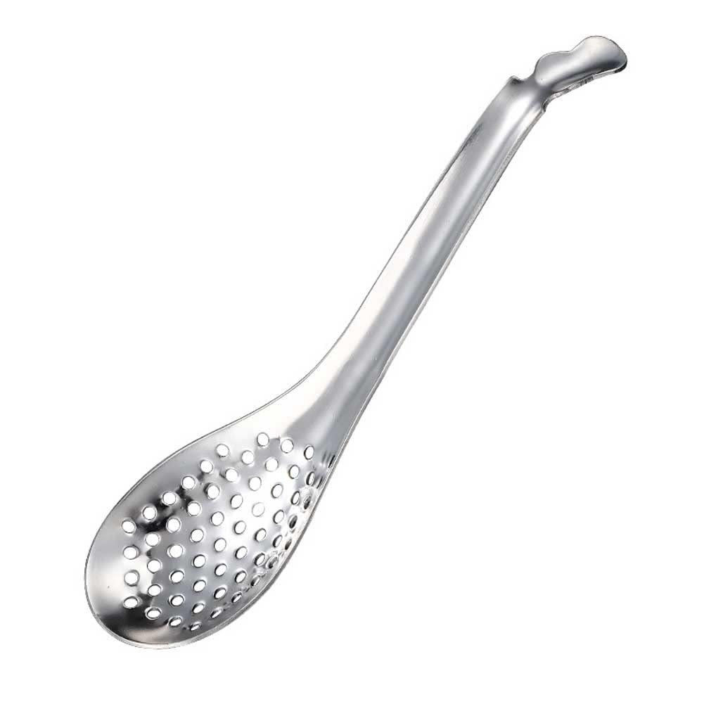 2 Pcs Small Slotted Spoons Stainless Steel Colander Spoons Strainers 56 Holes Bar Spoons Kitchen Cooking Serving Spoons, Silver