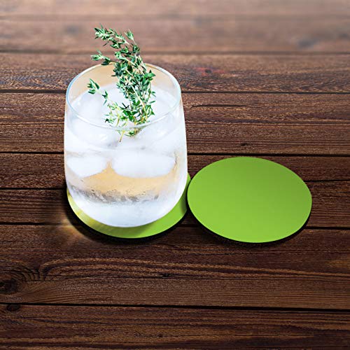 CARIBOU Coasters Neon Fluorescent Design Absorbent Round Fabric Felt Neoprene Car Coasters for Drinks (2.87 inches), 2pcs Set, Solid Green