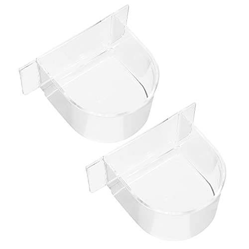 2pcs Bird Cage Feeding Container Bird Food Trough Bird Feeder Thick Semicircle Bird Food Box Bird Cage Accessories for Birds(Transparent)