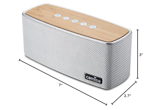 comiso Bluetooth Speakers, 20W Loud Wood Home Audio Outdoor Portable Wireless Speaker, Subwoofer Tweeters for Super Bass Stereo Sound Bluetooth 5.0 Handsfree 24H Playtime