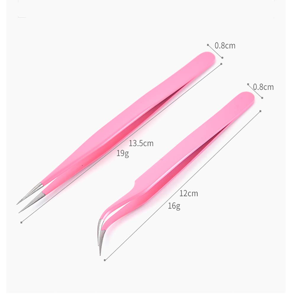 2 Pcs Stainless Steel Eyebrow Tip Tweezers Picker Eyelash Extensions Nippers for Women
