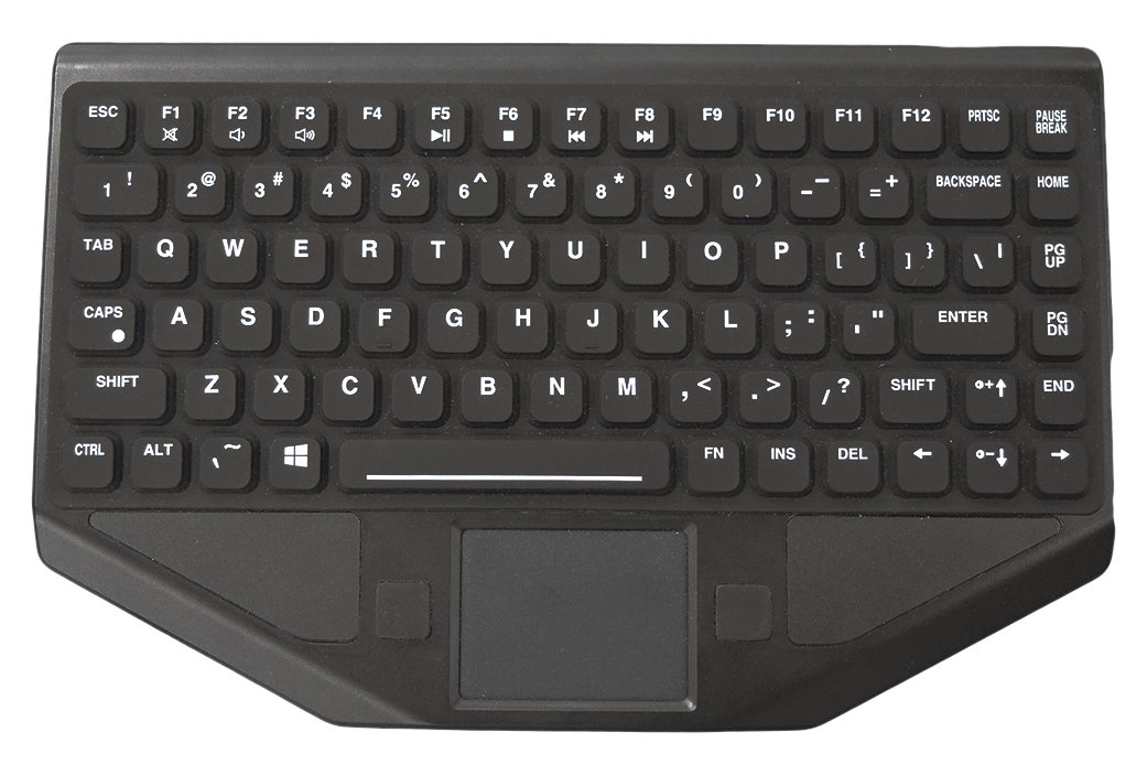 83 Key, Red Backlighting, Touchpad, USB, Ruggedized, Rubber, Coiled Cord