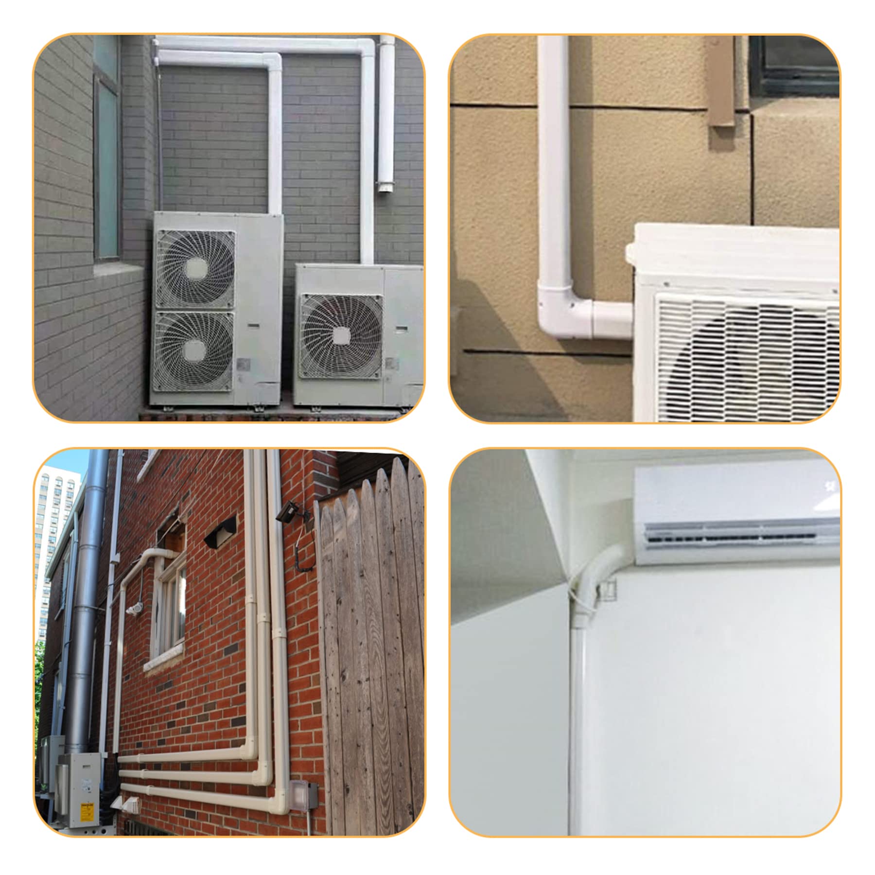 AC Parts 4'' 17 Ft Mini Split Line Set Cover, PVC Decorative Pipe Line Cover Kit for Ductless Mini Split Air Conditioner Accessories, Central AC and Heat Pump