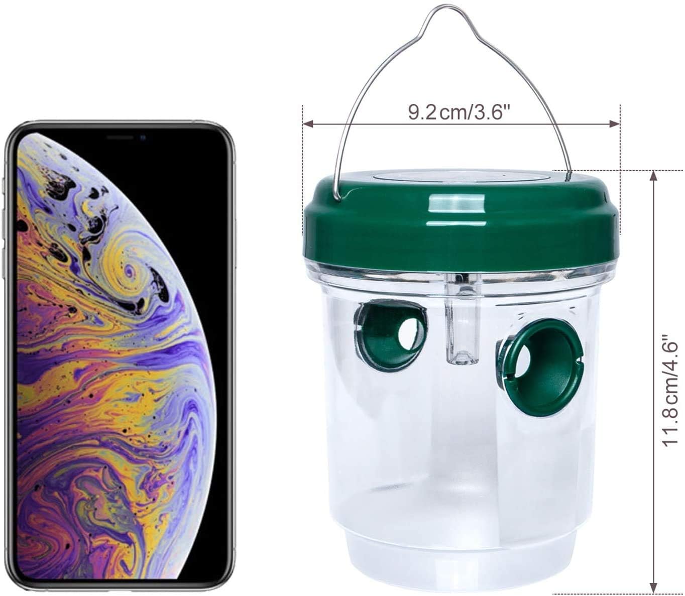 2 Pack Wasp Traps Outdoor Hanging, Carpenter Bee Traps for Outside, Yellow Jacket Trap Solar Powered Wasp Killer with UV LED Light, Bee Catcher Traps, Hornet Traps