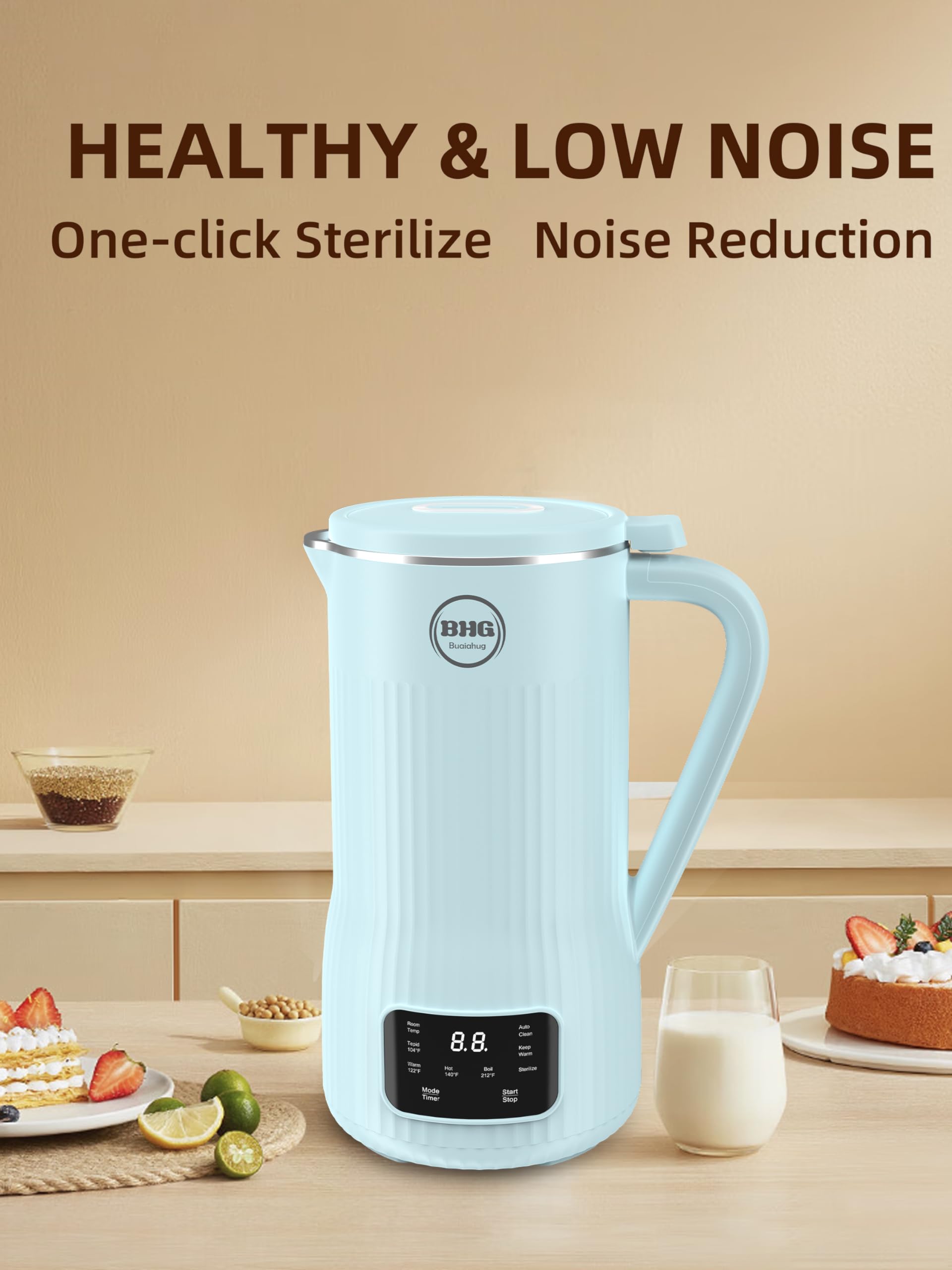20oz Nut Milk Maker Machine - Multi-Functional Automatic Almond Milk Machine with 10 Blades, Plant-Based Milk, Oat, Soy, Oat, Dairy Free Beverages with 12 Hours Timer/Auto-clean/Boil(blue)