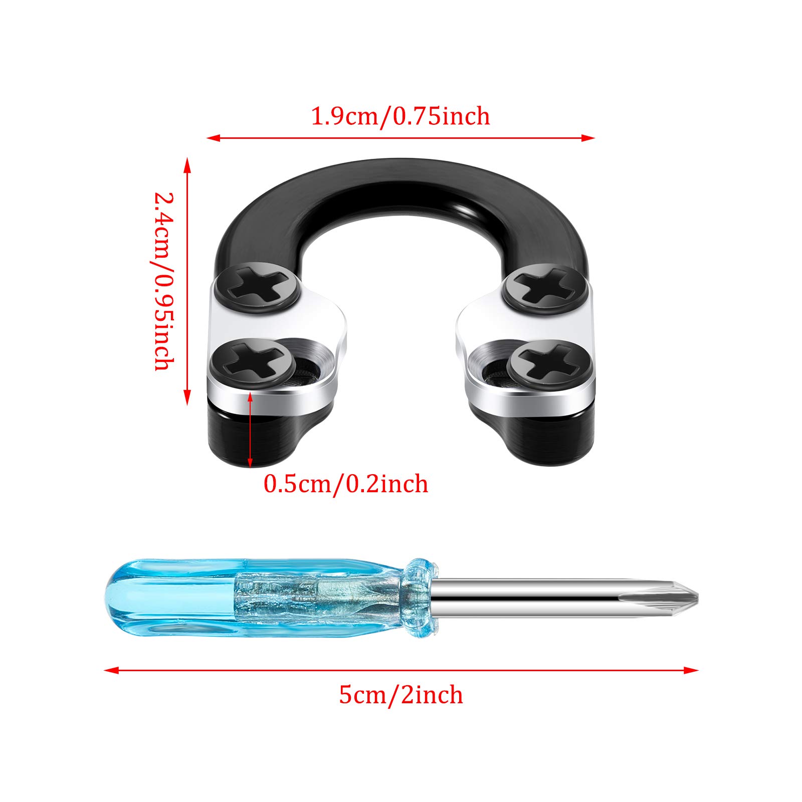 2 Sets Archery D Loop Compound Bow Metal U Nock D Ring Buckle Release Nocking Loop with Screwdrivers for Hunting Installation Accessories