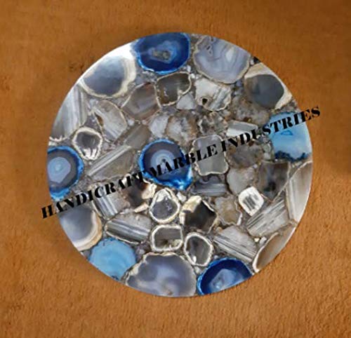 33" Inch Mix Agate Blue Grey Brown Agate Round Coffee Table Top, Agate Table, Stone Coffee Table, Agate Coffee Table Top, Agate Side Table Home Decor, Piece Of Conversation, Family Heir Loom
