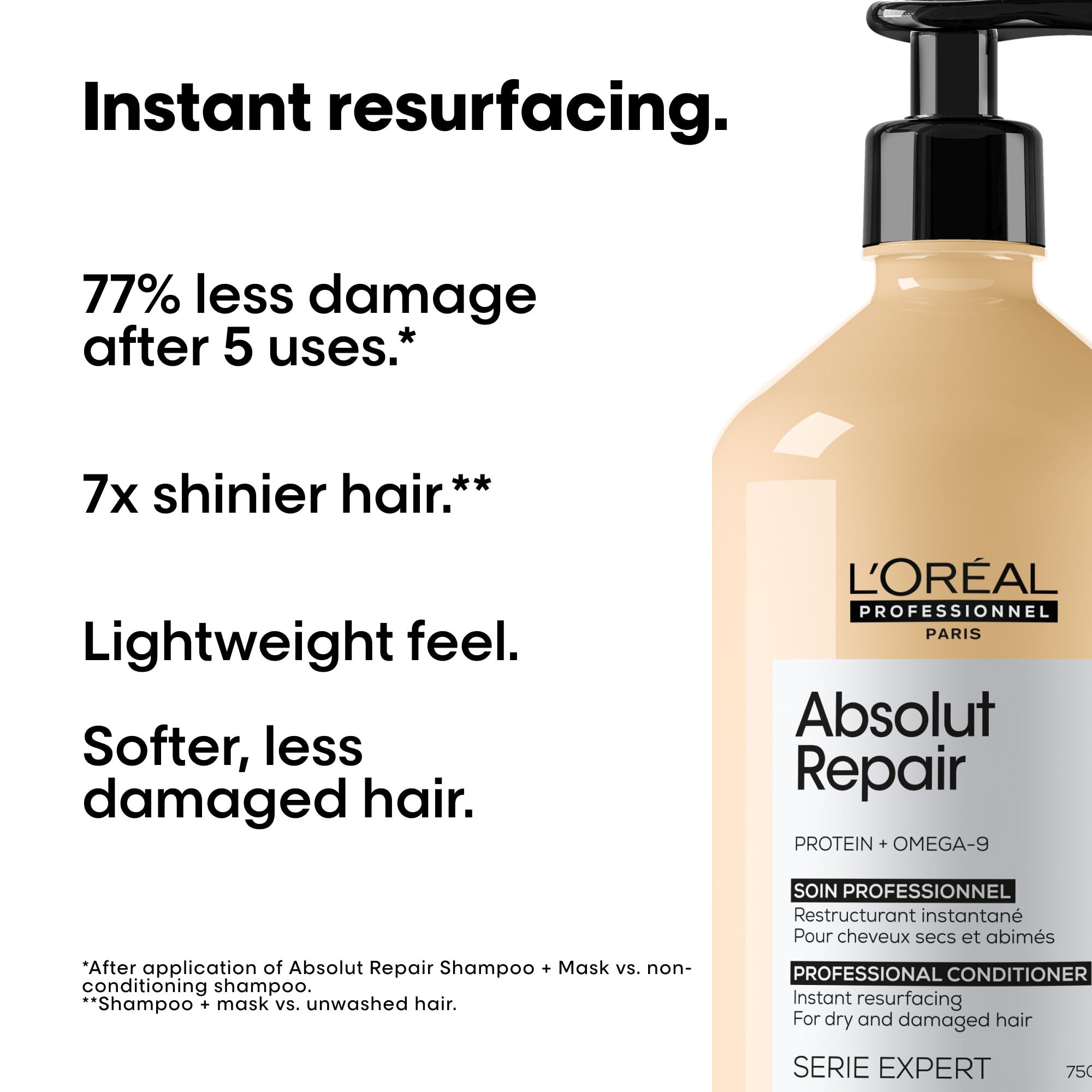 L'Oreal Professionnel Absolut Repair Conditioner - Protein Hair Treatment For Dry, Damaged Hair, Repairs Damage & Provides Shine With Quinoa & Proteins