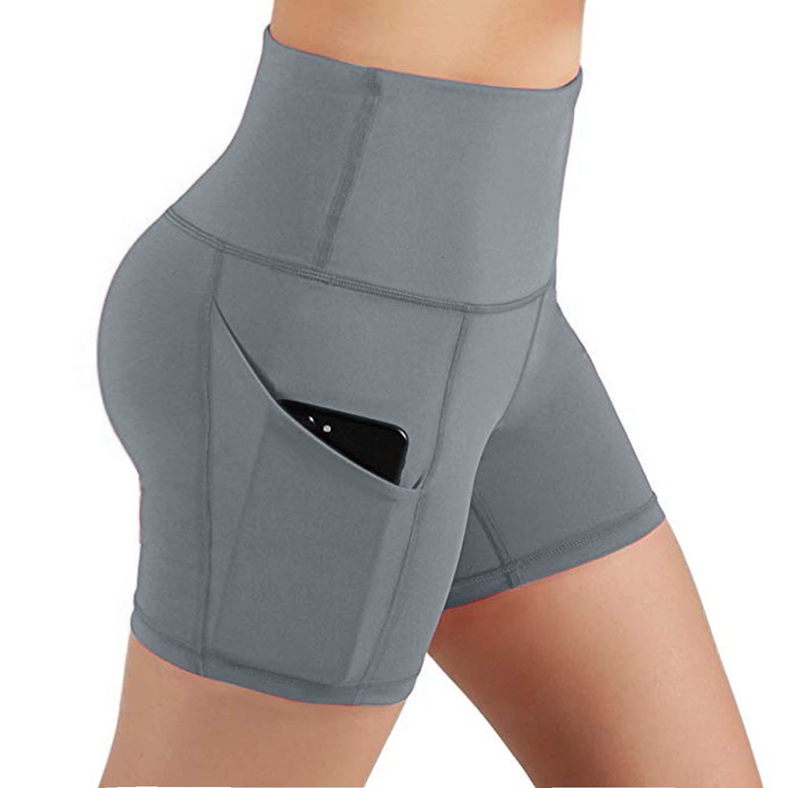 Bblulu High Waisted Yoga Shorts for Women with Side Pockets Tummy Control Running Gym Workout Short Squat Proof Biker Shorts