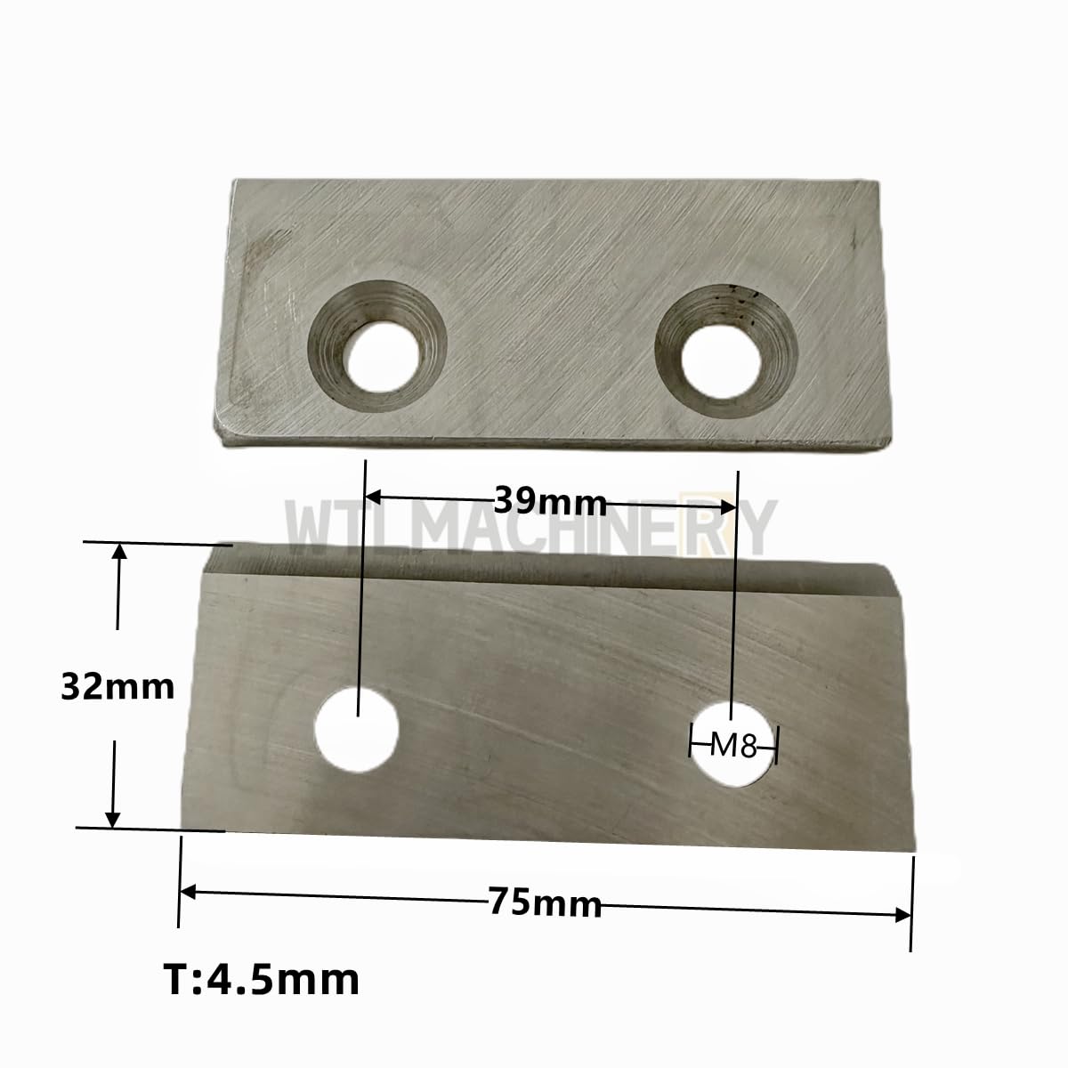 2 Sets Garden Shredder Chipper Blades (4pcs) + Screws (8pcs) Wood Chipper Knives for Wood Chipper Machine Replacement Part Hole Pitch: 39mm