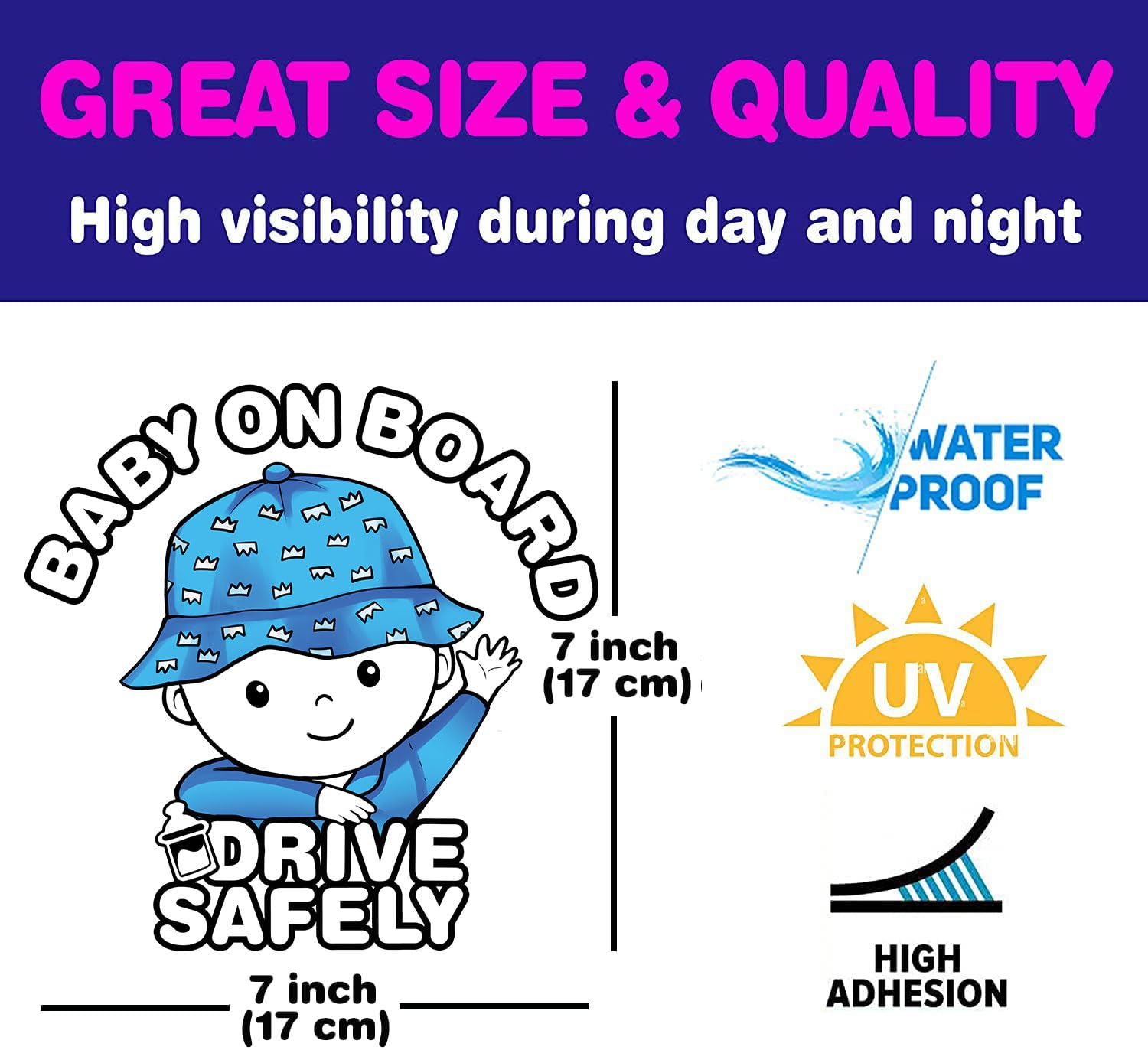 6 Pieces (2 Stickers Plus 4 Reflective Warning Open Door Sign), High Visibility, Baby in Car Sticker and Warning Open Door Sign, Baby on Board Sticker, Drive Safely Sticker