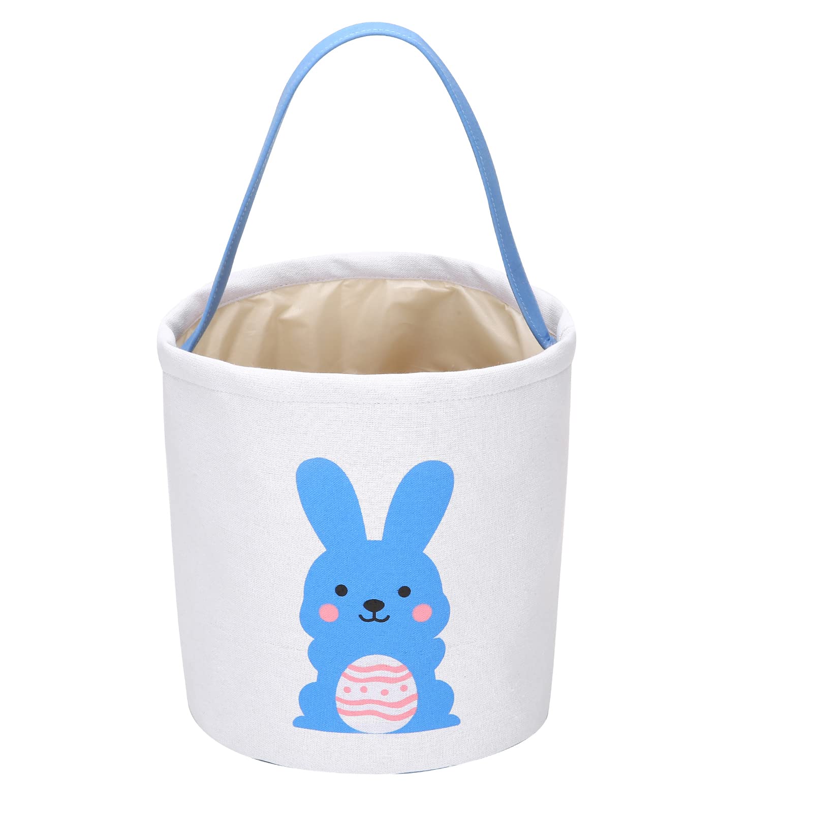 2 Pack Easter Basket Easter Bunny Basket for Kids Rabbit Easter Eggs Hunt Basket Candy Bucket Tote for Easter Parties (Blue Pink)