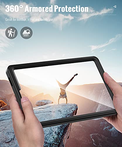 MoKo Case Fit Samsung Galaxy Tab A7 Lite 8.7-Inch 2021 (SM-T225/T220/T227), Shockproof Full Body Rugged Stand Back Cover Built-in Screen Protector Fit Galaxy Tab A7 Lite 8.7" 2021, Black