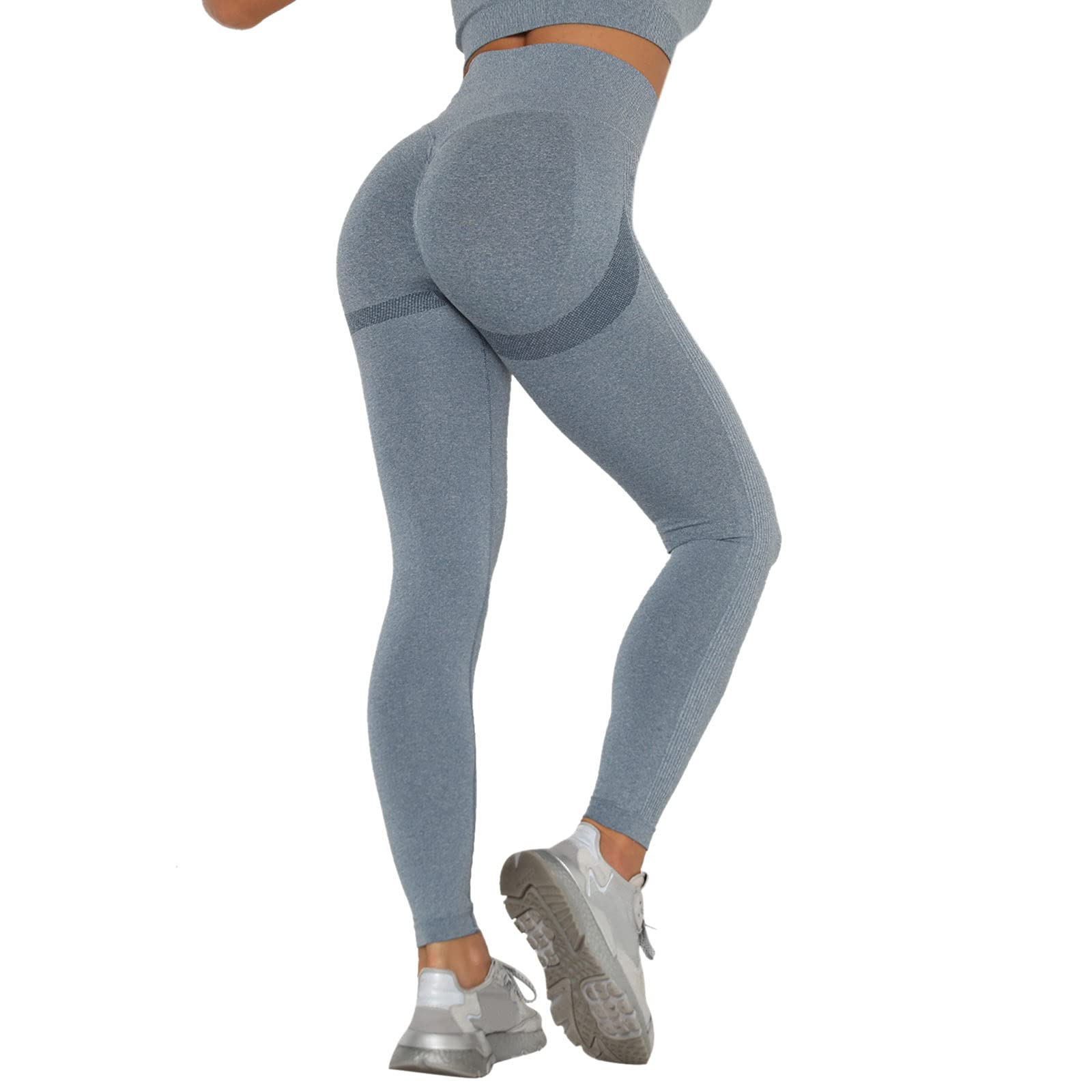 Bblulu Women's Butt Lift Seamless Leggings Tummy Control Compression Yoga Pants Running Sport Tights 4 Way Stretch Leggings