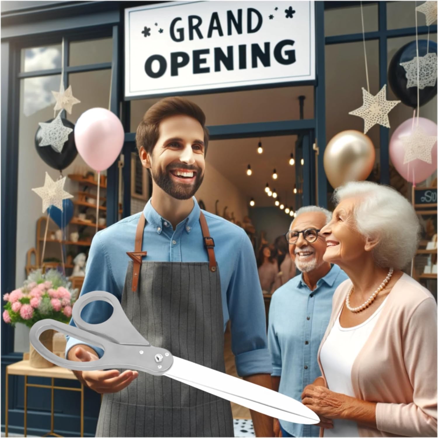 25" Giant Ribbon Cutting Scissors Silver β Heavy Duty Extra Large Grand Opening Ribbon Cutting Ceremony Scissors for Grand Openings Inaugurations Ceremonies & Special Events