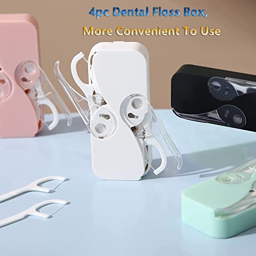 4PCS Flosser Dispenser Refillable,Portable Travel Floss Case,Dental Floss Dispenser Automatic Dental Floss Picks Cases for Teeth Cleaning