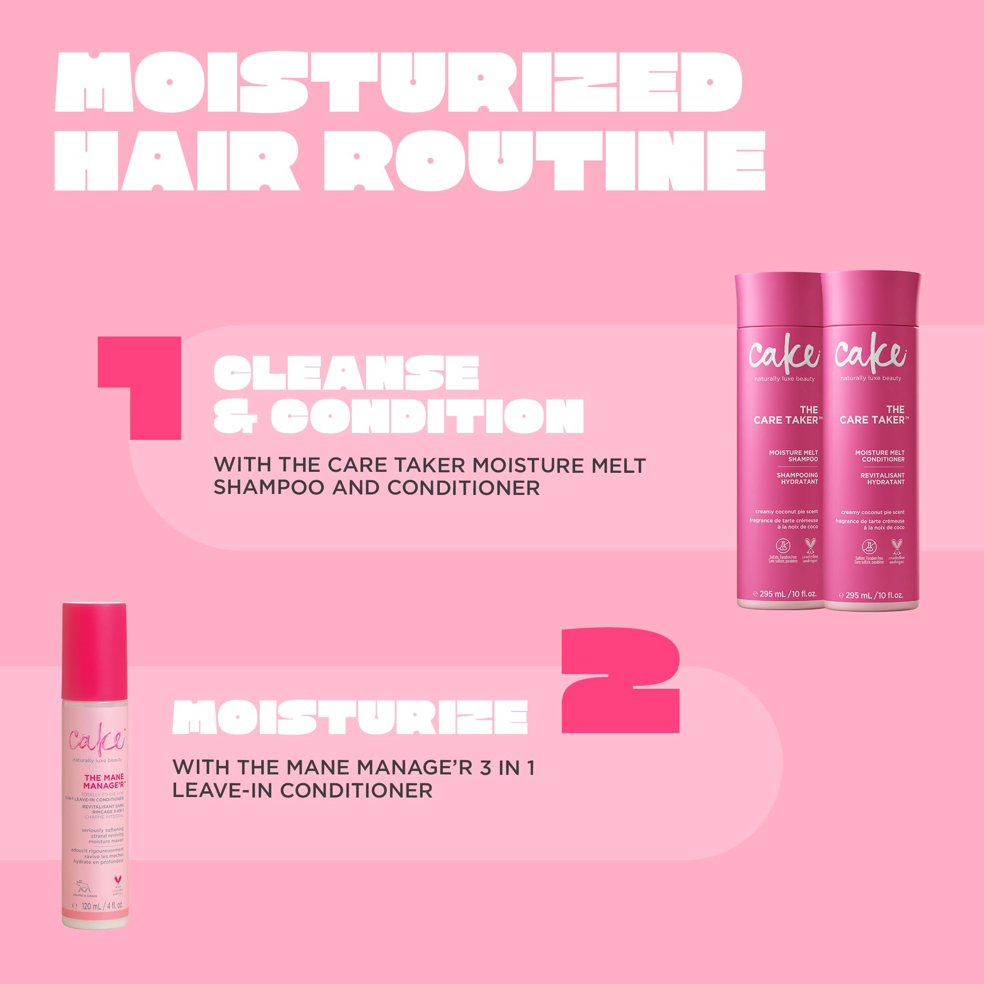 Cake Beauty Leave in Conditioner, The Mane Manager – Moisturizing & Softening – With Coconut Oil, Biotin, Soy & Rice Proteins – For Dry/Normal Hair Types – 4 Fl Oz / 120 mL