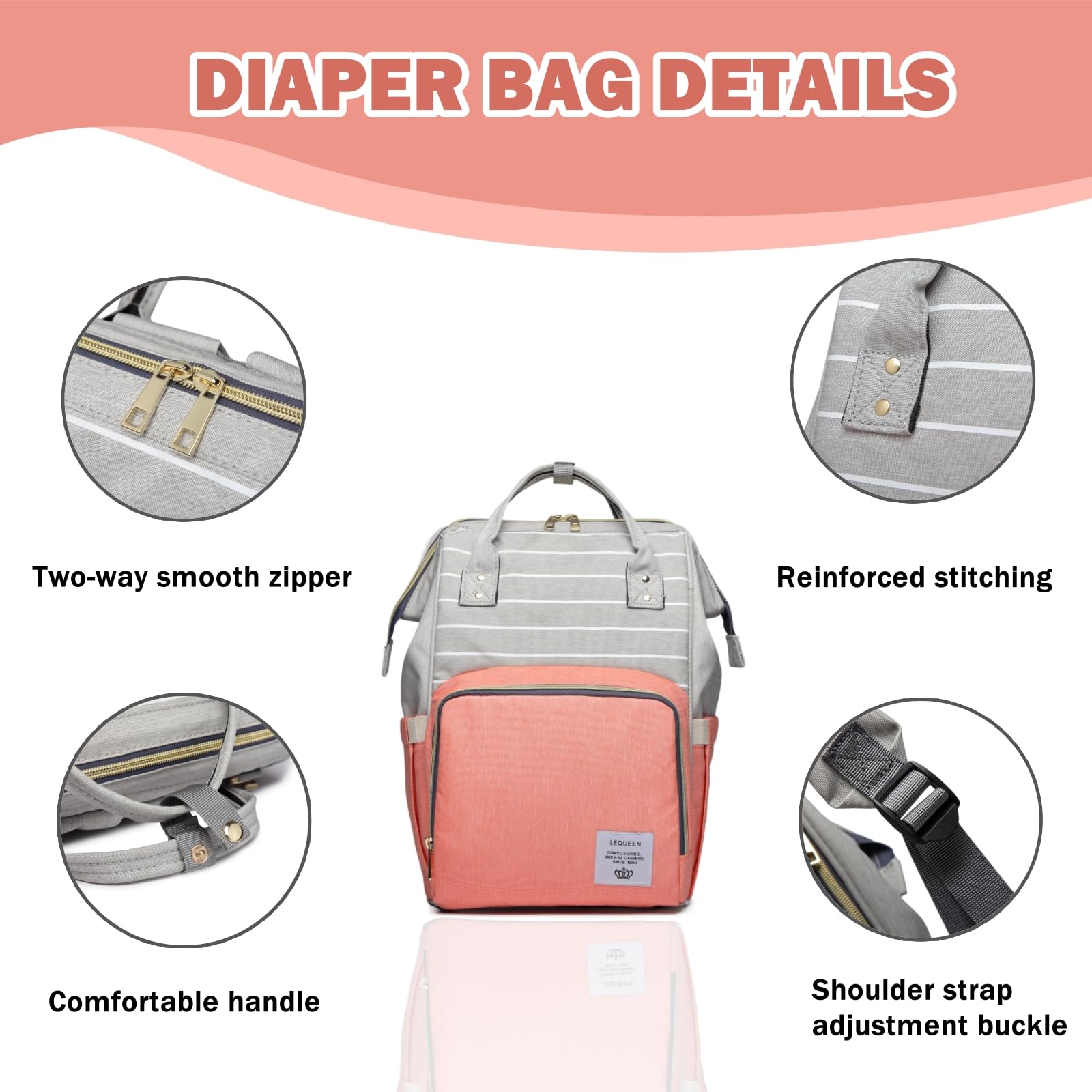 Armbq Diaper Bag Backpack Waterproof Multi-Function Diaper Bag for Baby Care Travel Essentials Baby Bag for Mom Large Capacity Purple