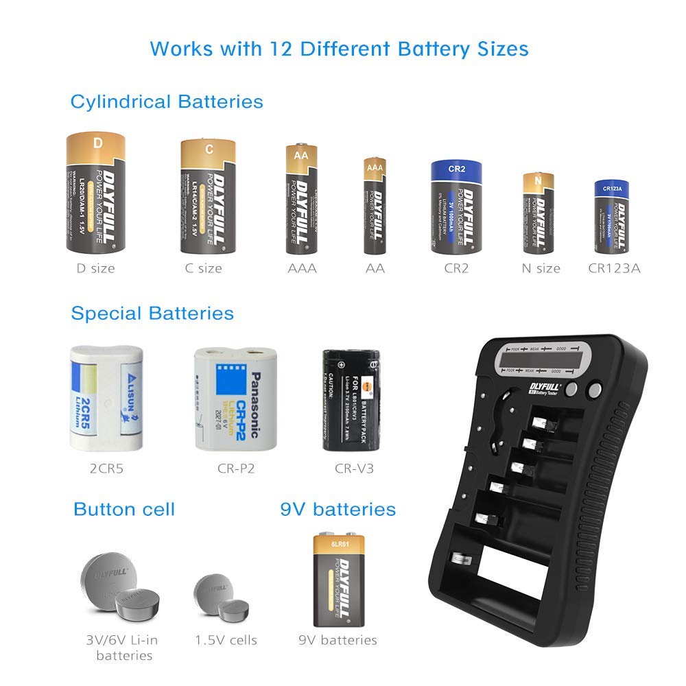 Dlyfull B3 Universal Battery Tester and B2 Battery Tester, 3x AAA batteries Included