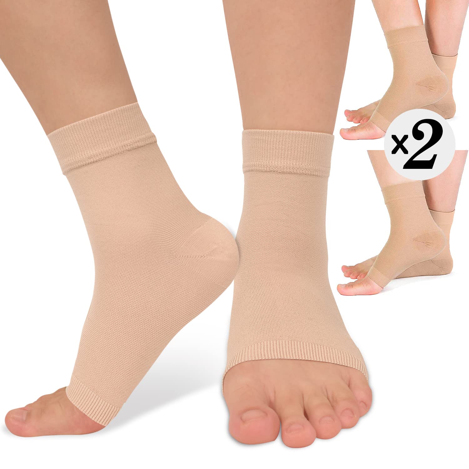 2 Pack Compression Socks for Women Men 8-15 mmHg for Swelling,Plantar Fasciitis,Sprain Black (2 Pack Close Toe), L/XL