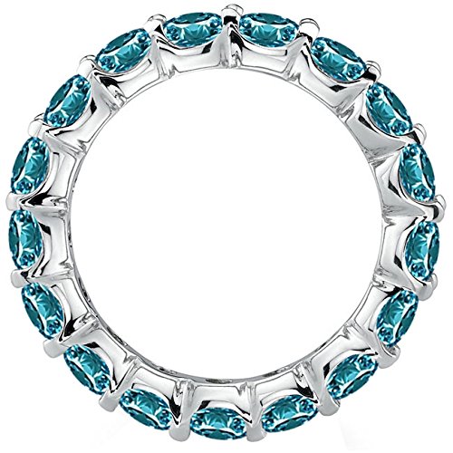2.50 Carat Natural Blue Diamond Full Eternity Wedding Anniversary Bridal Band Ring 14K White Gold