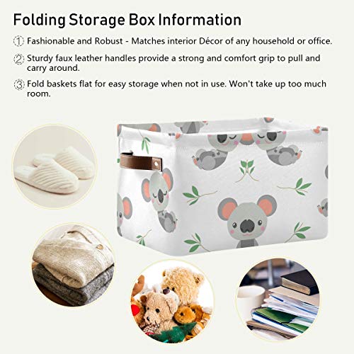 Nander Funny Sleeping Koala Bear Cube Folding Laundry Basket for Kids Toy Storage Basket Cosmetic Toys Cloth Storage Bins Organizer Office Stationery