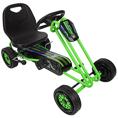 509 Crew Rocket Pedal Go Kart - Green | Pedal Car | Ride On Toys for Boys & Girls with Ergonomic Adjustable Seat & Sharp Handling, Ages 4+ (U918005), Large