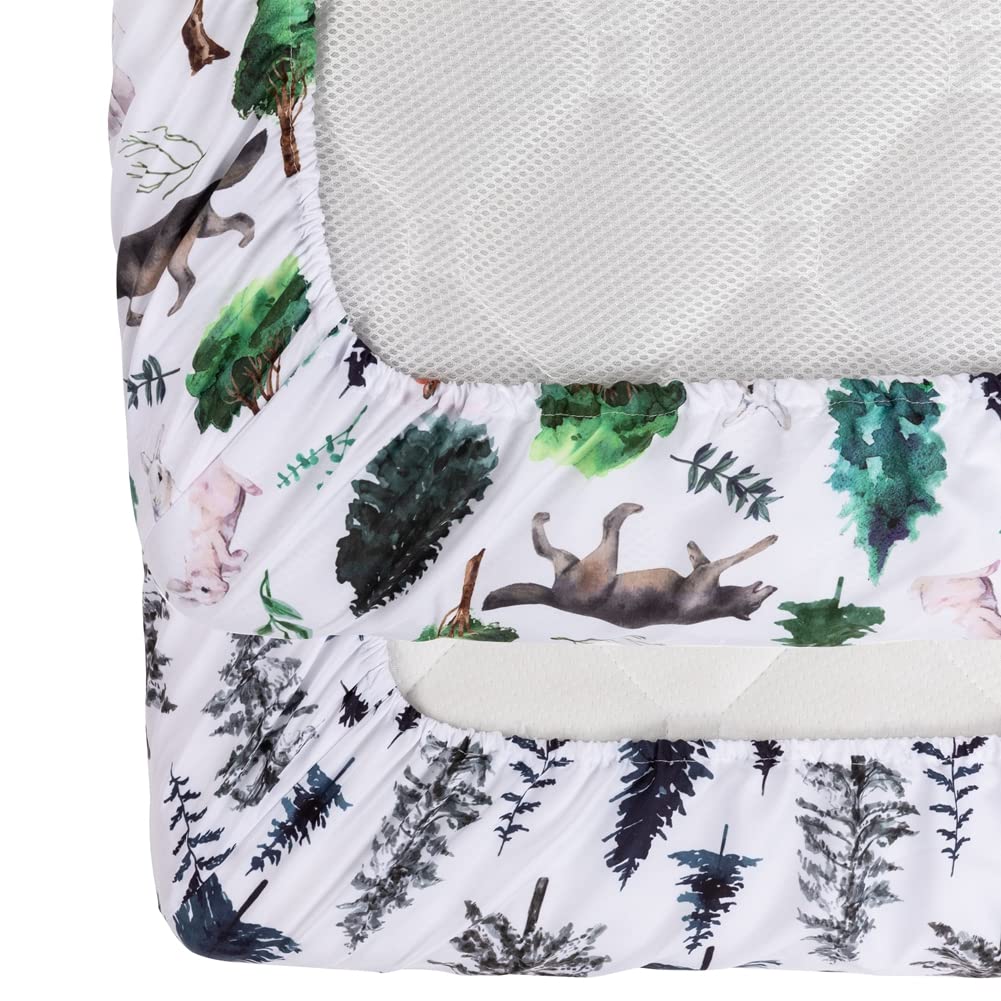 2 Pack Woodland Forest Animals Neutral Unisex Fitted Baby Crib Sheets Set for Baby Boys or Girls
