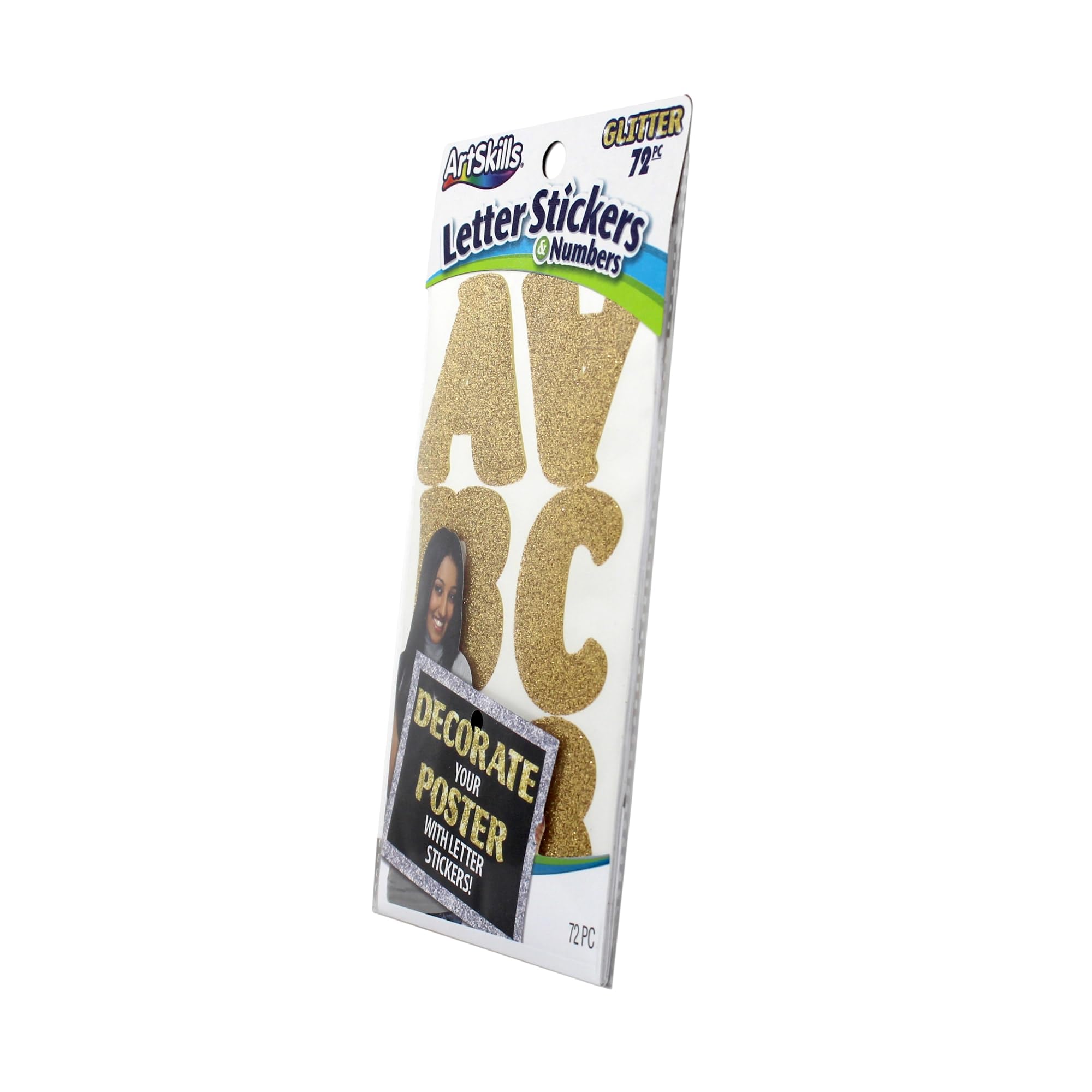 ArtSkills 2" Glitter Letter and Number Stickers for Posters, Crafts and Projects, Gold, 72 Pieces