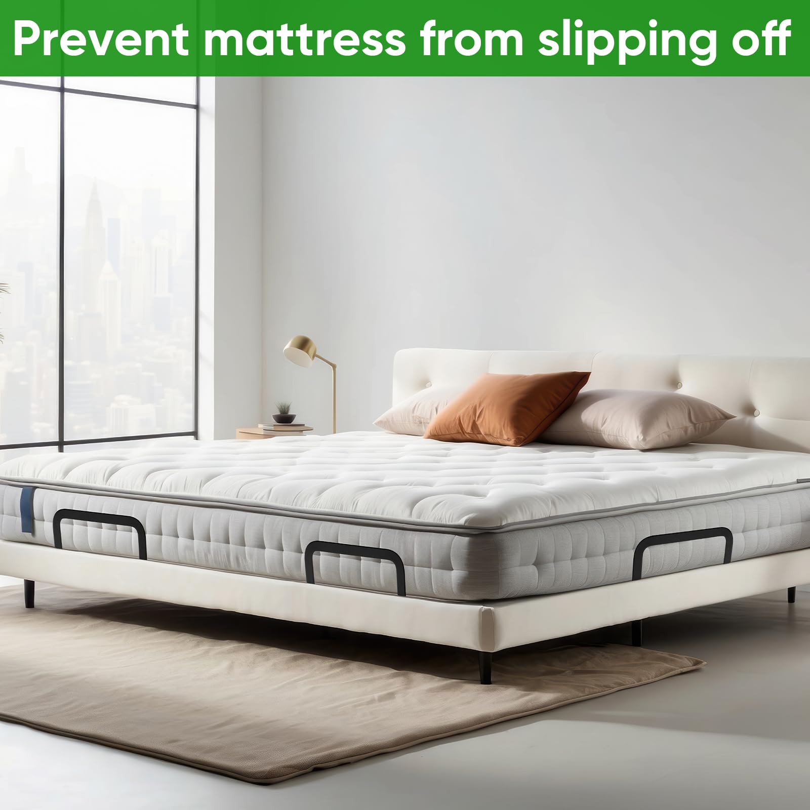 6Pcs Mattress Retainer Bar Mattress Slide Stopper from Sliding Non Slip Mattress Holder for Adjustable Bed Wider Taller Metal Mattress Holder for Wooden Bed Frame Black