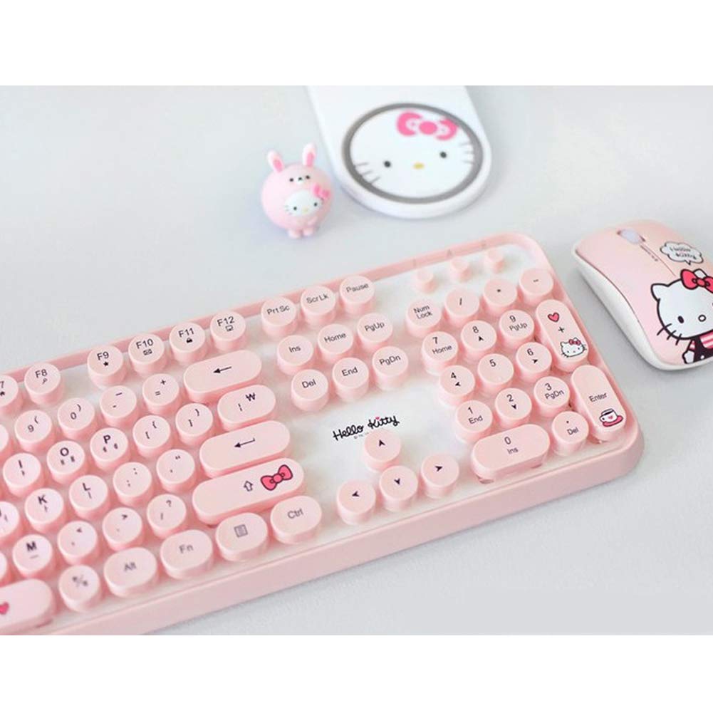 Digital Ventus Hello Kitty Retro Keyboard + Mouse Set, Keyboard Korean/English (Pink)
