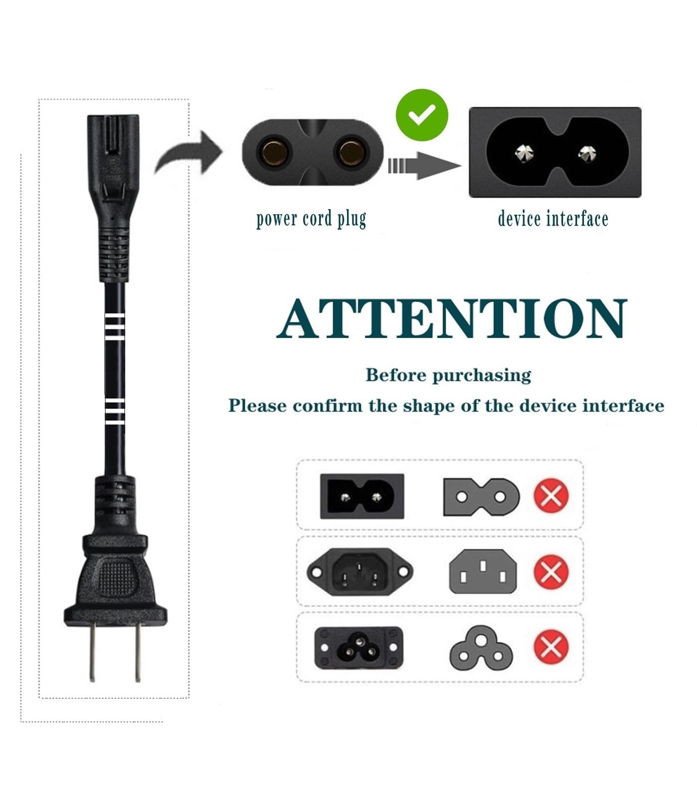 AC Power Cord Compatible Xbox One S, Xbox One X, Xbox Series X/S, Sony PS3 Slim / PS4 / PS5 Game Console Replacement Power Supply Cord Cable