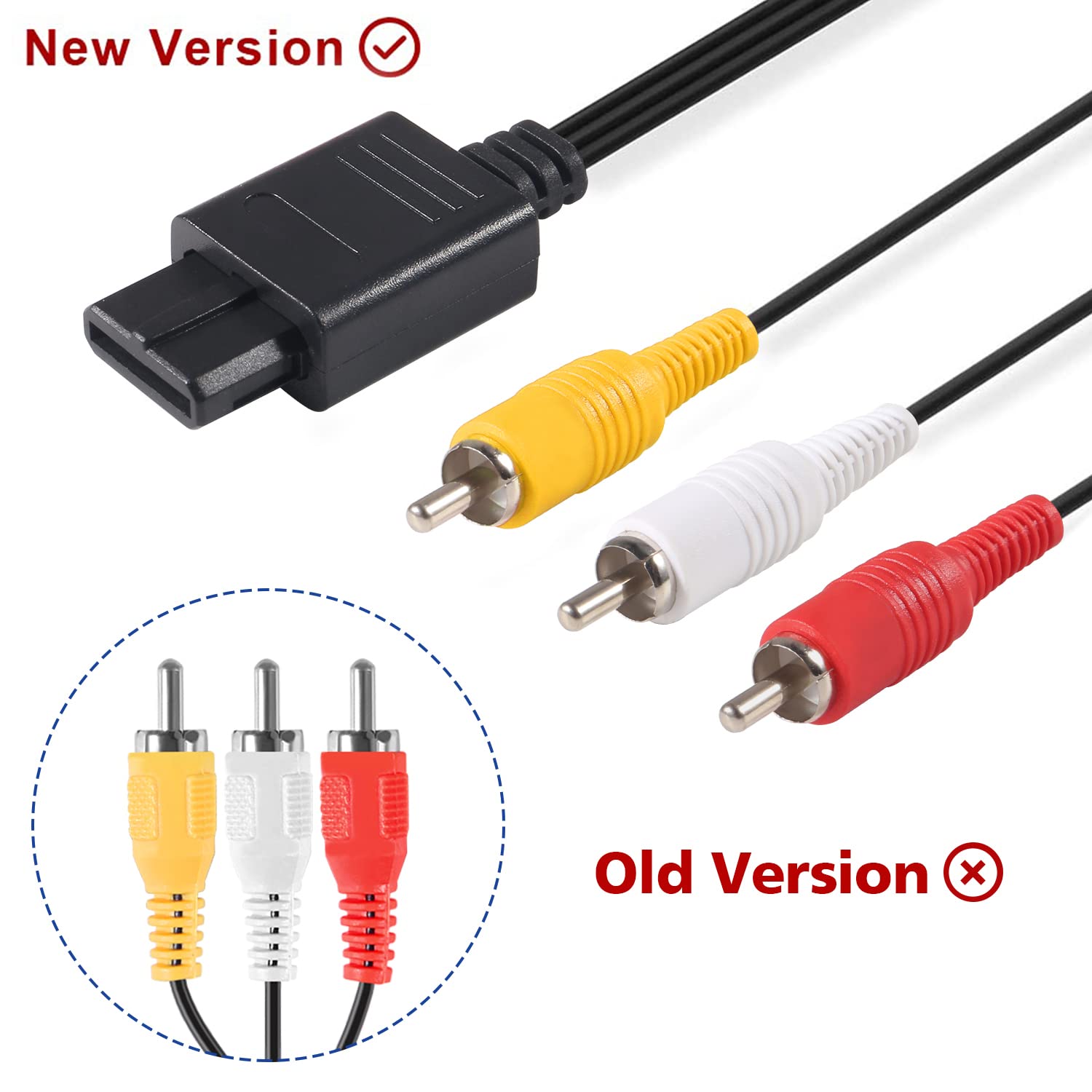 Aokin Audio Video AV Cable Cord for Nintendo 64 N64, Super Nintendo SNES, Gamecube GC, 1.8M/6FT