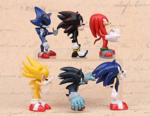 MAKESURE 6 Pcs Toys Figures,The Sonic Action Figures Cake Toppers,Toys Birthday Gift Set (Type B)