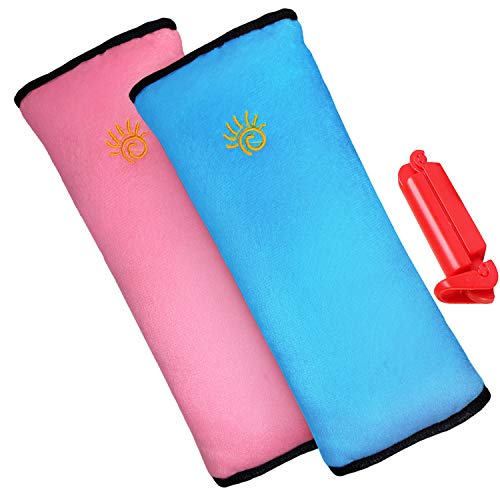 Kermalley Kids Seat Belt Cover for Kids 2 Pack, Seatbelt Pillow and Protector, Safe Soft Plush, Car Vehicle Seatbelt Cushion and Pads for Road Trip, Support Protect Neck and Head for Children