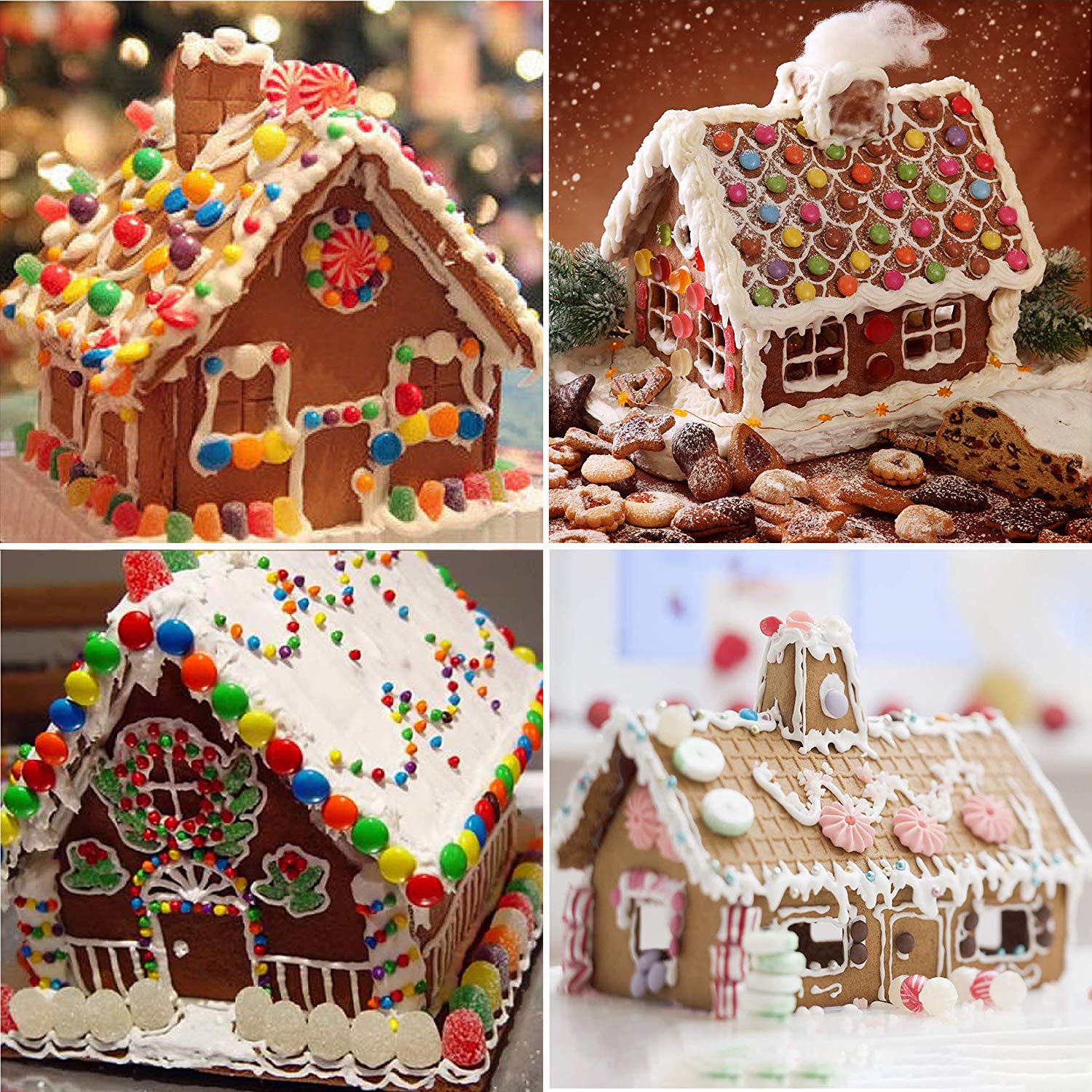 3D Christmas House Cookie Cutter Set, Gingerbread House Cutters Kit, Festive Xmas Stainless Steel Biscuit Cutter Set, Including Christmas Tree, Snowman, Reindeer, Sled Shapes, Gift Box Package(18pcs)
