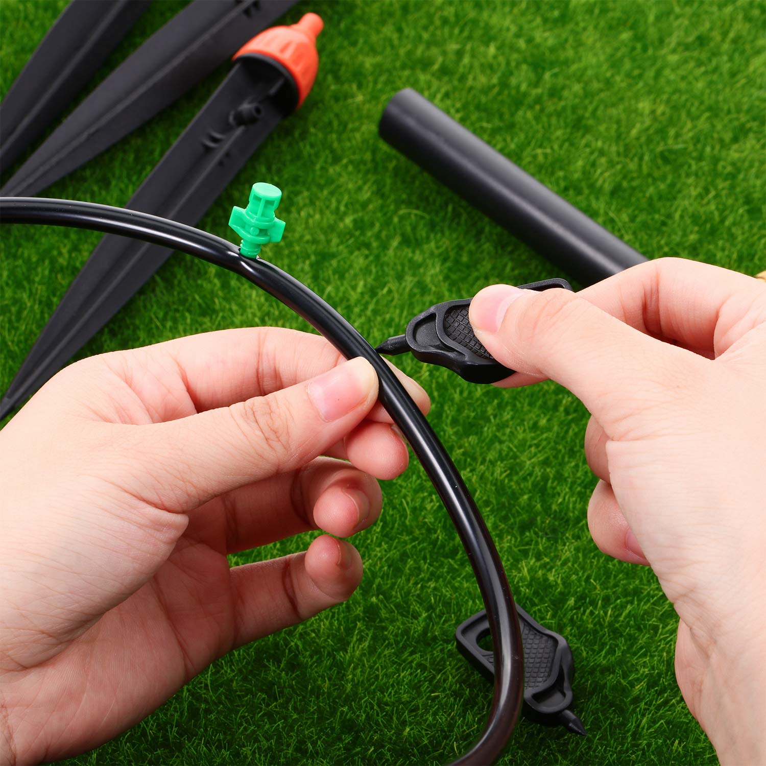 Mudder 10 Pieces Drip Irrigation Hole Punch Tool 4 mm Mini Tubing Drip Watering Hose Accessories for 1/4 Inch Hose, Black