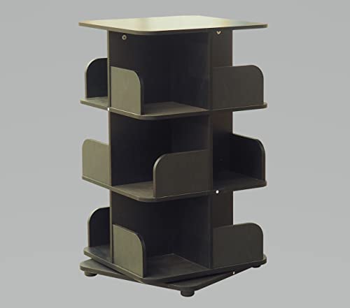 Kings Brand Furniture - 3-Tier Revolving Bookcase Bookshelf, Media Storage Cabinet, Black