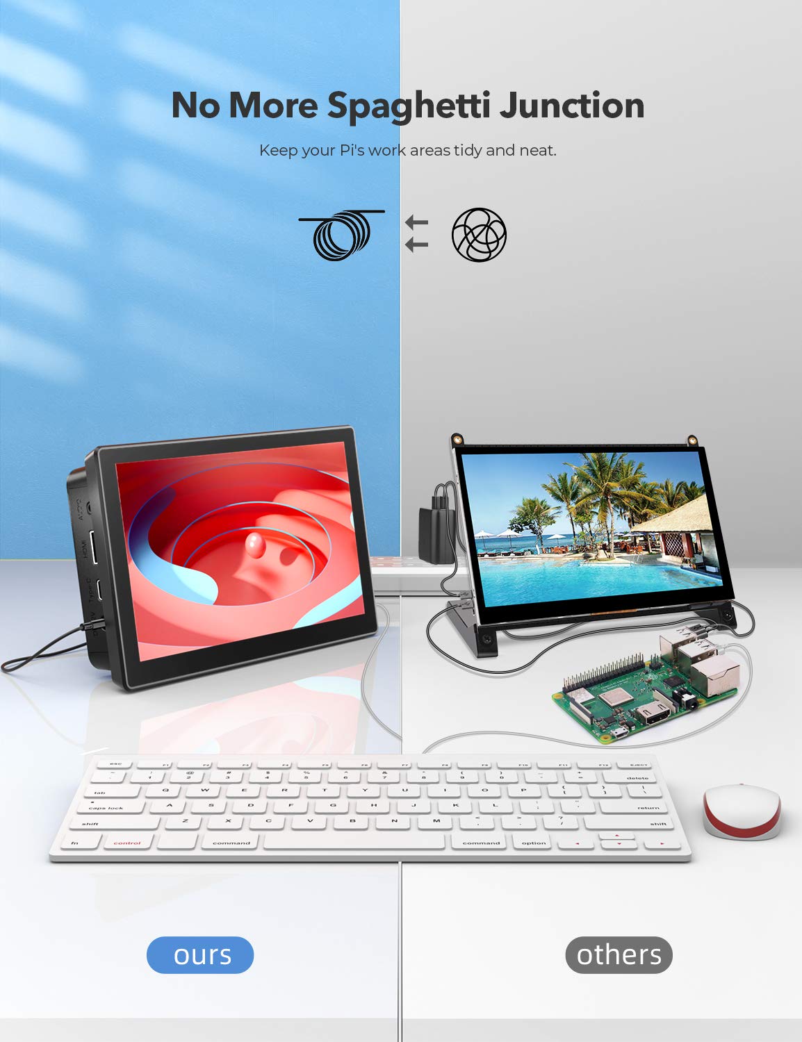 EVICIV Raspb Pi 10.1 Inch Touchscreen Display with Rear Housing - 1366x768 Support, Type-C, IPS 178° Ultra-Wide View Angle Monitor with Cooling Fan, 10 Finger Capacitive Touch