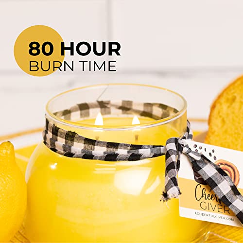 A Cheerful Giver β Lemon Butter Pound Cake - 22oz Mama Scented Candle Jar with Lid - Keepers of the Light - 125 Hours of Burn Time, Gift for Women, Yellow