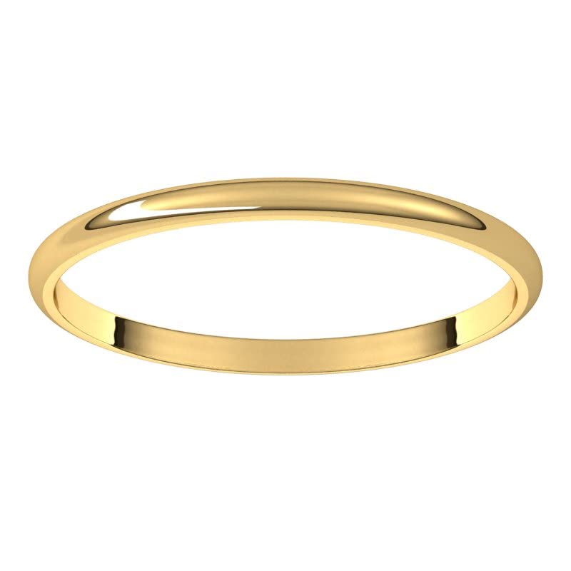 18k Yellow Gold 1.5mm Half Round Ultra-Light Band Unique Design, Size 5.5