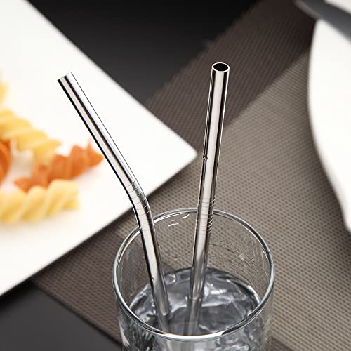 DEVICO Portable Utensils, Travel Camping Cutlery Set, 8-Piece including Knife Fork Spoon Chopsticks Cleaning Brush Straws Portable Case, Stainless Steel Flatware set (Silver)