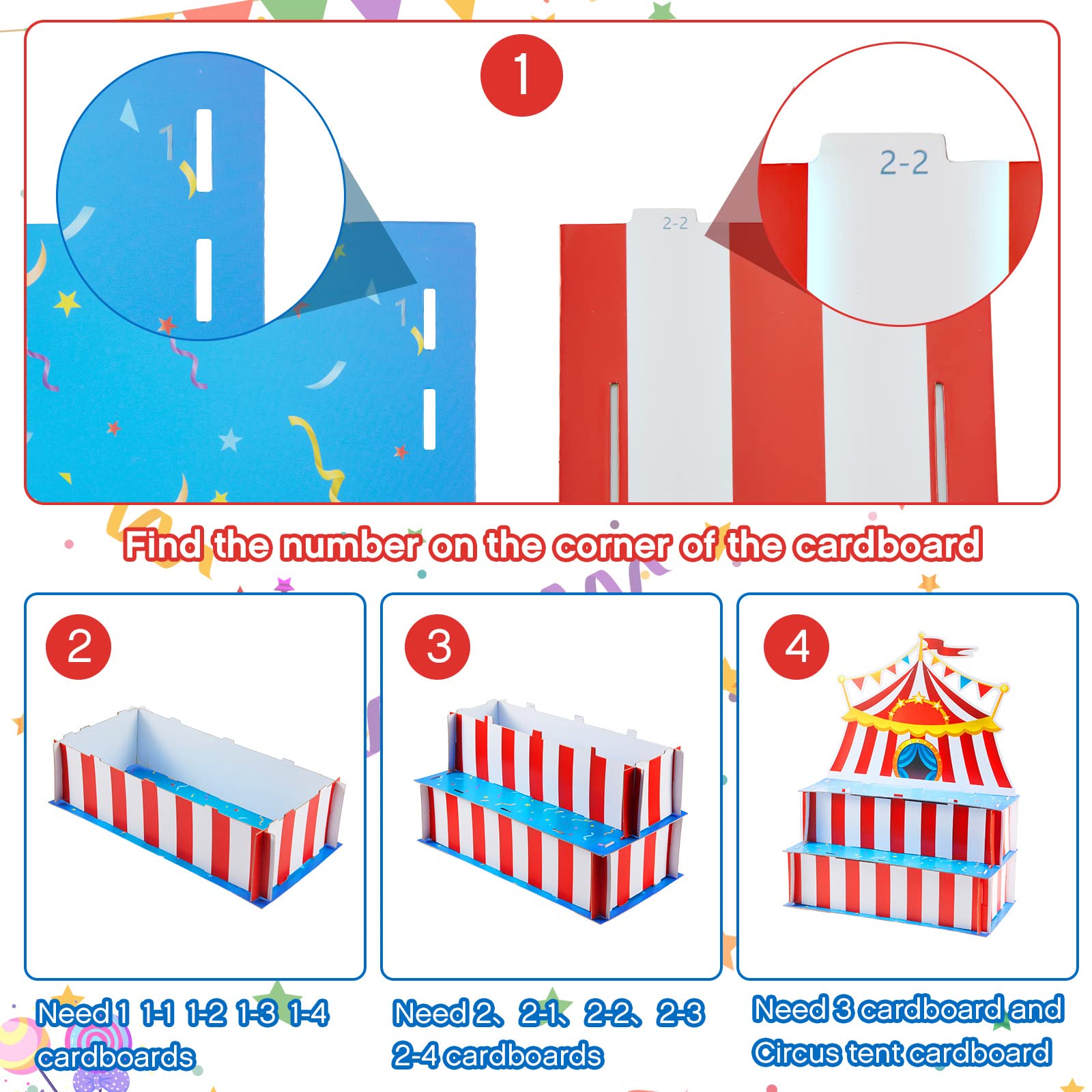 2 Pack Circus Tent Shaped Lollipop Stand 2 Tier Circus Lollipop Candy Stand 48 Suckers Dessert Table Display Set Carnival Theme Tent Design for Circus Birthday Party Favor Decoration Supplies