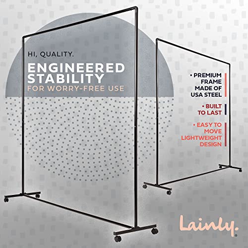 Lainly Rolling Room Divider Wall - Made in North America (6' L x 6' H, Cobalt Blue) Partition Room Dividers, Temporary Wall, Office Divider, Privacy Screen, Wall Divider & Room Divider Screen