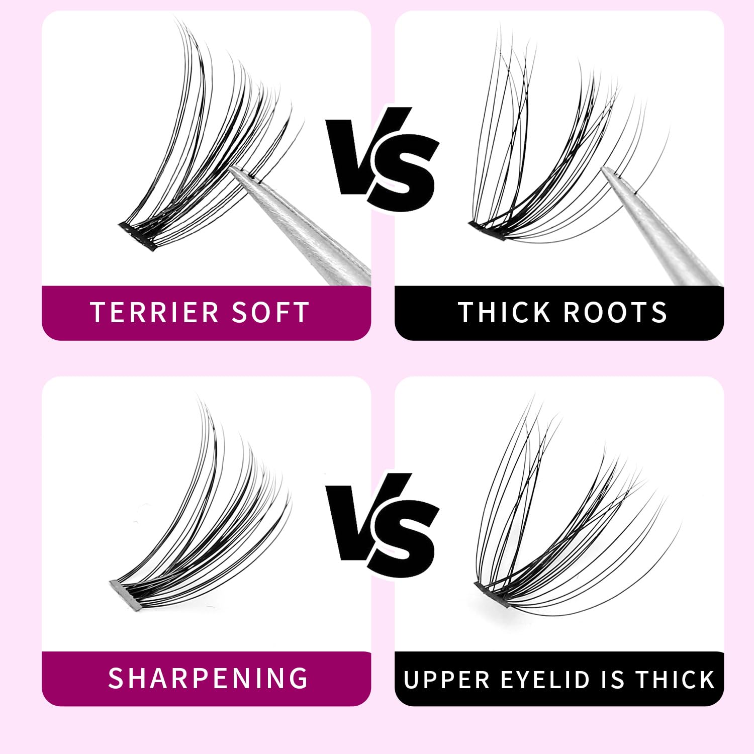 Dedila 8/10/12/14/16/17/18/20mm 60pcs 20 Root Grafting Individual False Eyelashes Mink Natural Long Eye Lashes Cluster Extension Makeup Beauty Fake Eyelash (16MM)