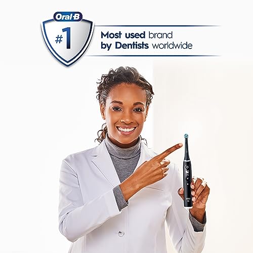 Oral-B iO Series 6 Rechargeable Electric Toothbrush with Visible Pressure Sensor to Protect Gums, 2 Minute Timer, 5 Cleaning Settings, 1 Replacement Toothbrush Head, and Travel Case, Black